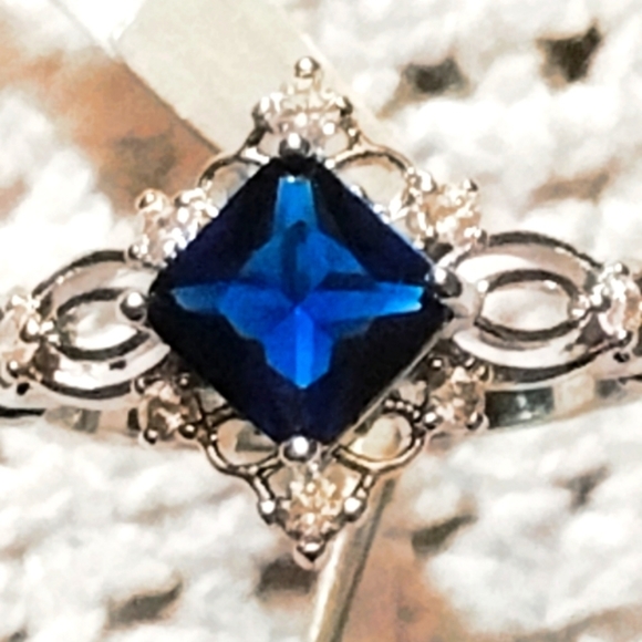 None | Jewelry | S925 2 Ct Lab Created Princess Cut Sapphire With Crystal Cz | Poshmark